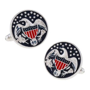 MRCUFF Seal America American Eagle USA President POTUS Pair of Cufflinks in a Presentation Gift Box & Polishing Cloth