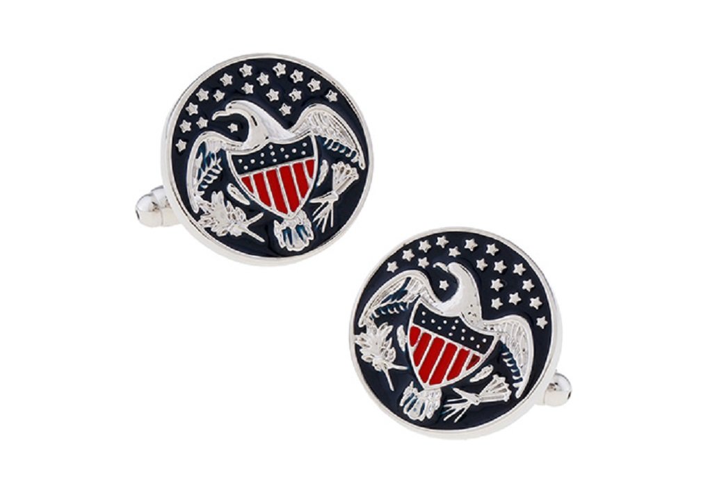 MRCUFF Seal America American Eagle USA President POTUS Pair of Cufflinks in a Presentation Gift Box & Polishing Cloth