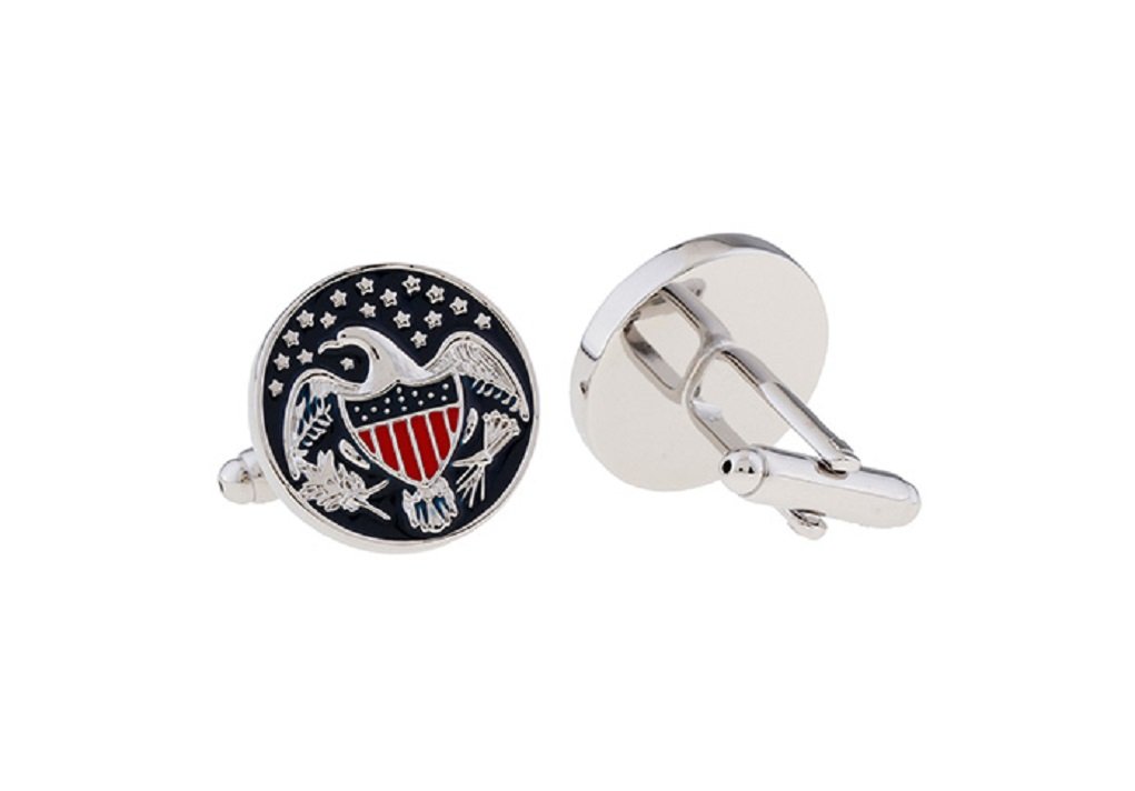 MRCUFF Seal America American Eagle USA President POTUS Pair of Cufflinks in a Presentation Gift Box & Polishing Cloth