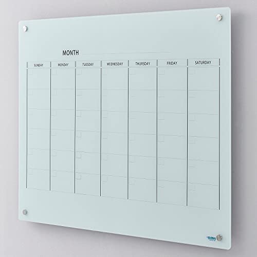 Global Industrial 48"W x 36"H Magnetic Glass Calendar Whiteboard, White