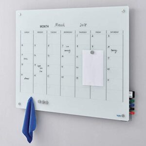 Global Industrial 48"W x 36"H Magnetic Glass Calendar Whiteboard, White