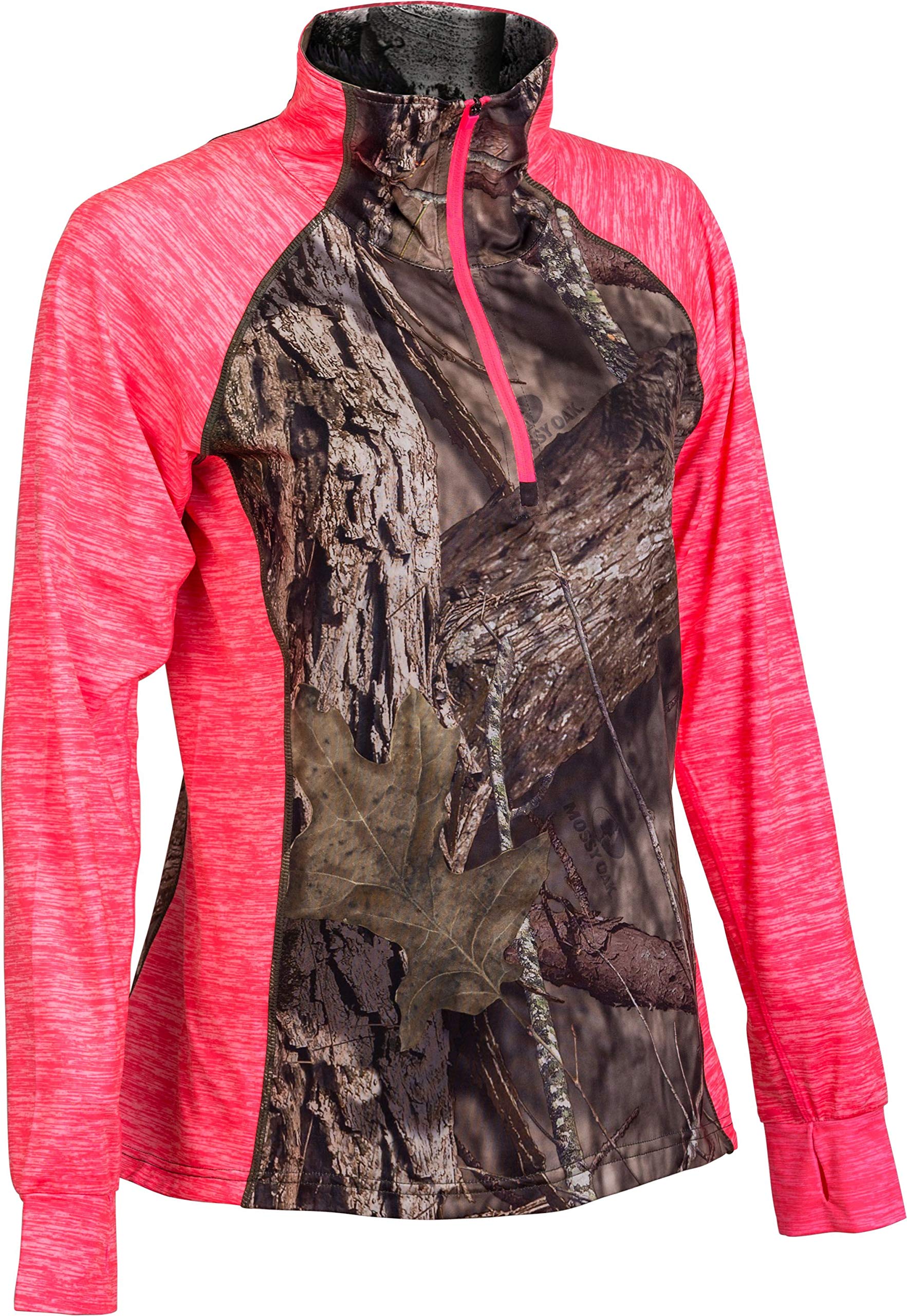 TrailCrest Women's Long Sleeve 1/4 Zip Camo Shirt – Moisture Wicking, 4 Way Stretch – Perfect Outwear and Fitness Apparel