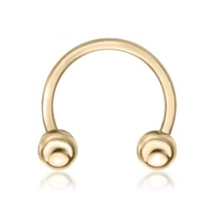 lavari 14 gauge 14k yellow gold circular horseshoe barbell lip eyebrow belly nipple ring 1/2 inches jewelers