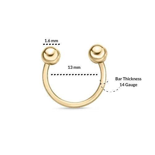 Lavari 14 Gauge 14k Yellow Gold Circular Horseshoe Barbell Lip Eyebrow Belly Nipple Ring 1/2 Inches Jewelers