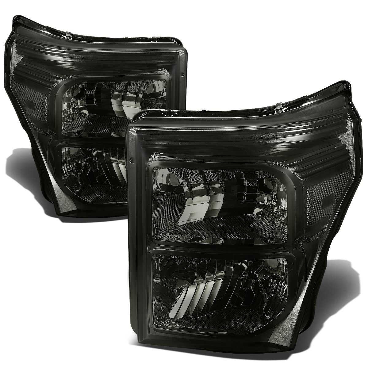 DNA MOTORING HL-OH-FSU13-SM-CL1 Smoke Lens Headlights Replacement Compatible with 11-16 F-250 / F-350 / F-450 / F-550 Super Duty