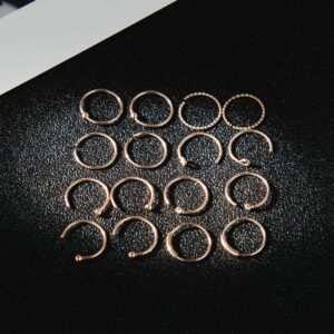 Masedy 16Pcs 20G 316L Stainless Steel Nose Rings Hoop Tragus Cartilage Helix Ring Lip Septum Piercing Rose Gold 8MM