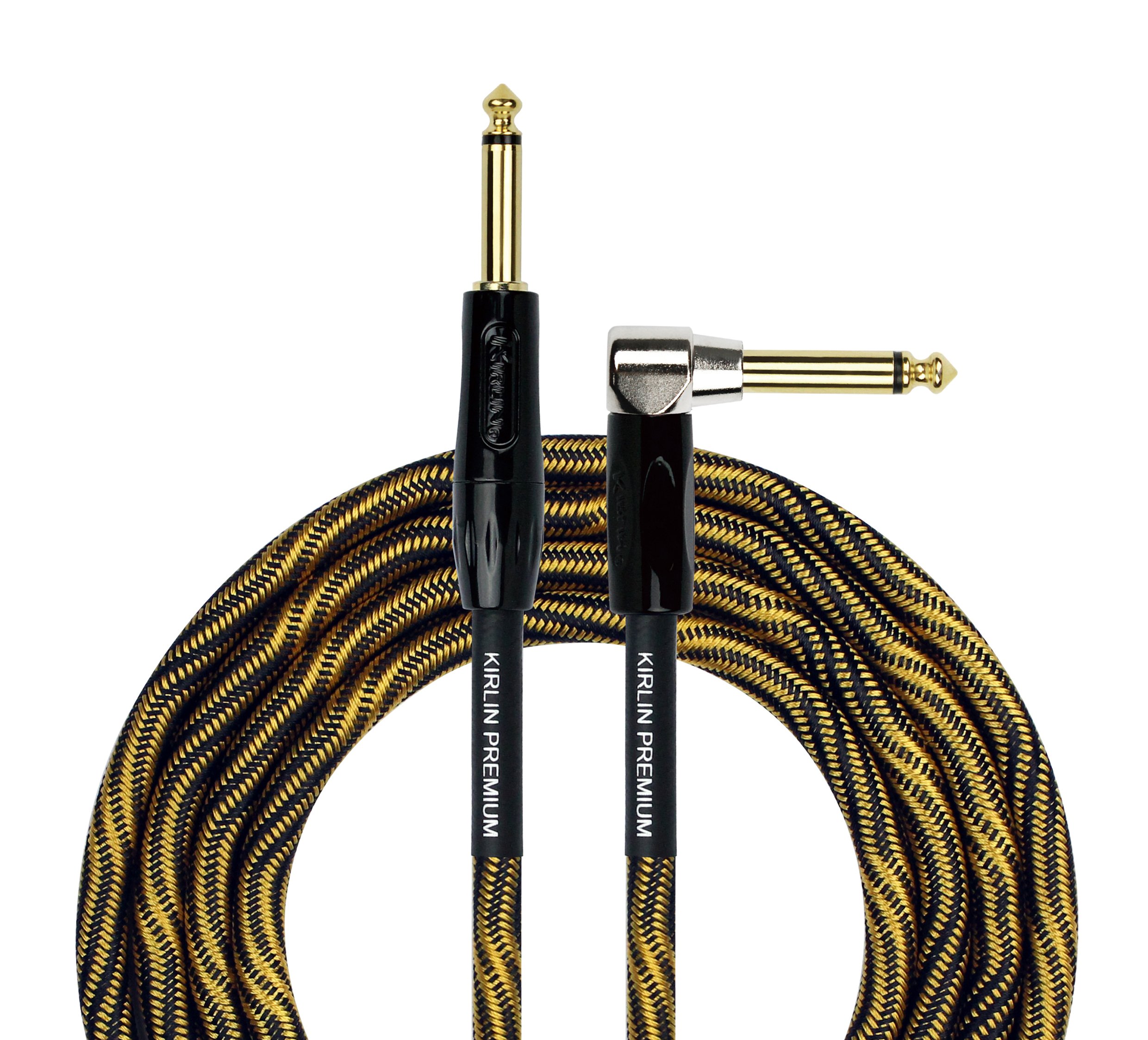 KIRLIN Cable IWB Instrument Cable, 1/4-Inch Right Angle to Straight, Black Gold Wave, 10FT (IWB-202 BFGL-10/WBO)