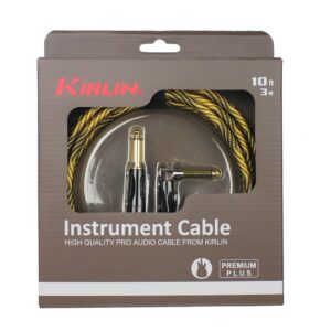 KIRLIN Cable IWB Instrument Cable, 1/4-Inch Right Angle to Straight, Black Gold Wave, 10FT (IWB-202 BFGL-10/WBO)