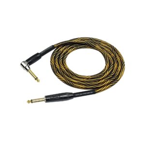 KIRLIN Cable IWB Instrument Cable, 1/4-Inch Right Angle to Straight, Black Gold Wave, 10FT (IWB-202 BFGL-10/WBO)