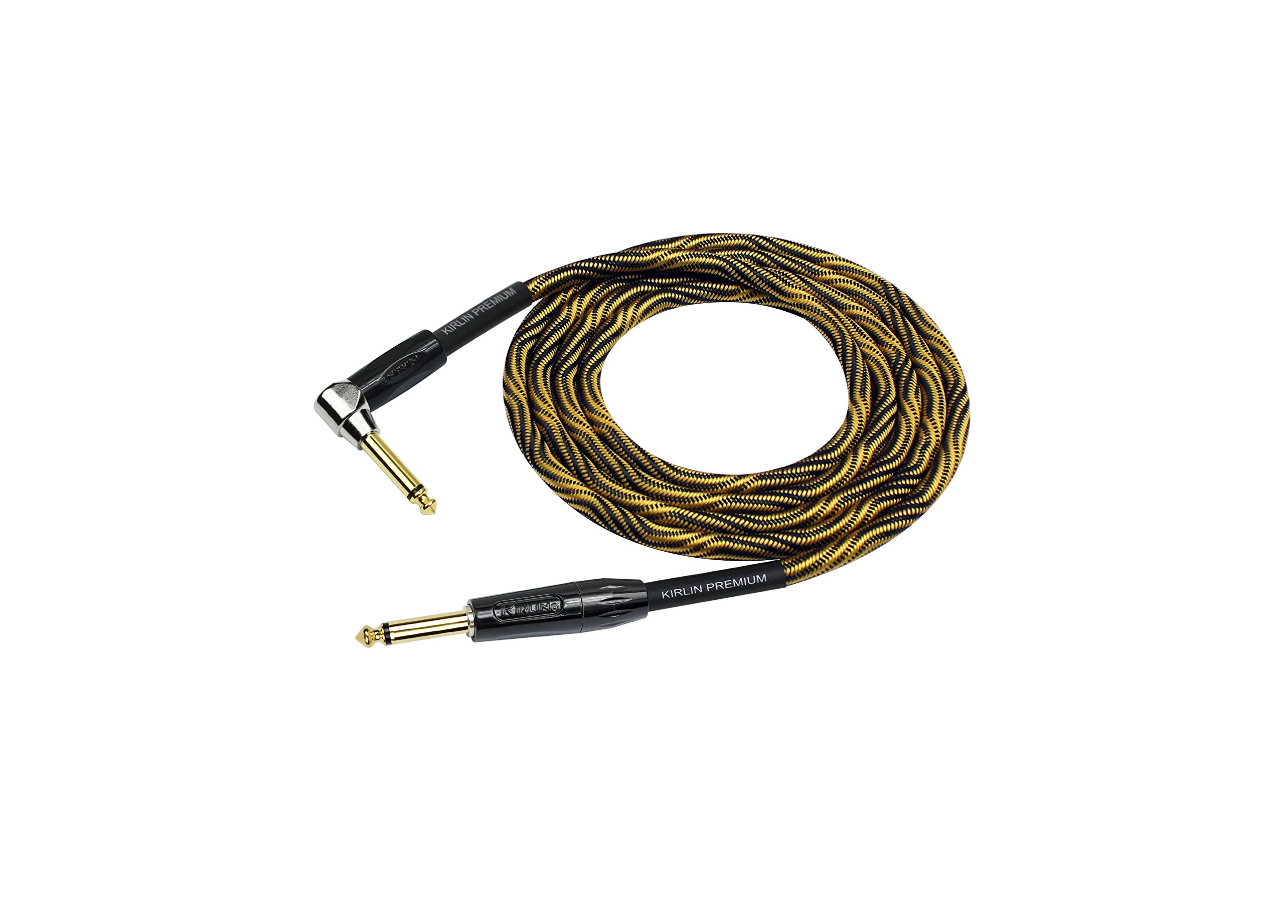 KIRLIN Cable IWB Instrument Cable, 1/4-Inch Right Angle to Straight, Black Gold Wave, 10FT (IWB-202 BFGL-10/WBO)