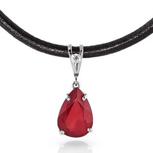 galaxy gold gg 5.01 ct 14k solid gold leather ruby diamond collar necklace 4302 - scarlet magnitude (white-gold)