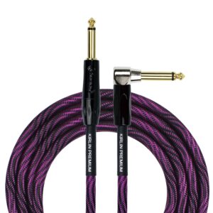 KIRLIN Cable IWB Instrument Cable, 1/4-Inch Right Angle to Straight, Black Purple Wave, 20FT (IWB-202 BFGL-20/WBP)