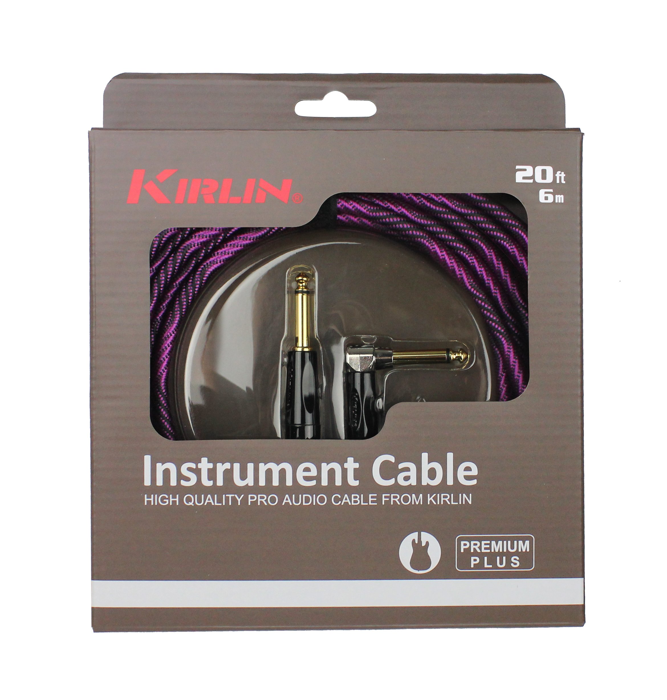 KIRLIN Cable IWB Instrument Cable, 1/4-Inch Right Angle to Straight, Black Purple Wave, 20FT (IWB-202 BFGL-20/WBP)