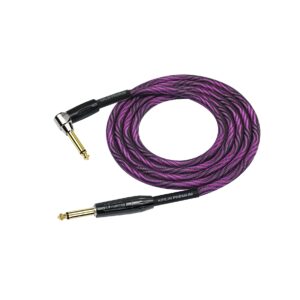 KIRLIN Cable IWB Instrument Cable, 1/4-Inch Right Angle to Straight, Black Purple Wave, 20FT (IWB-202 BFGL-20/WBP)