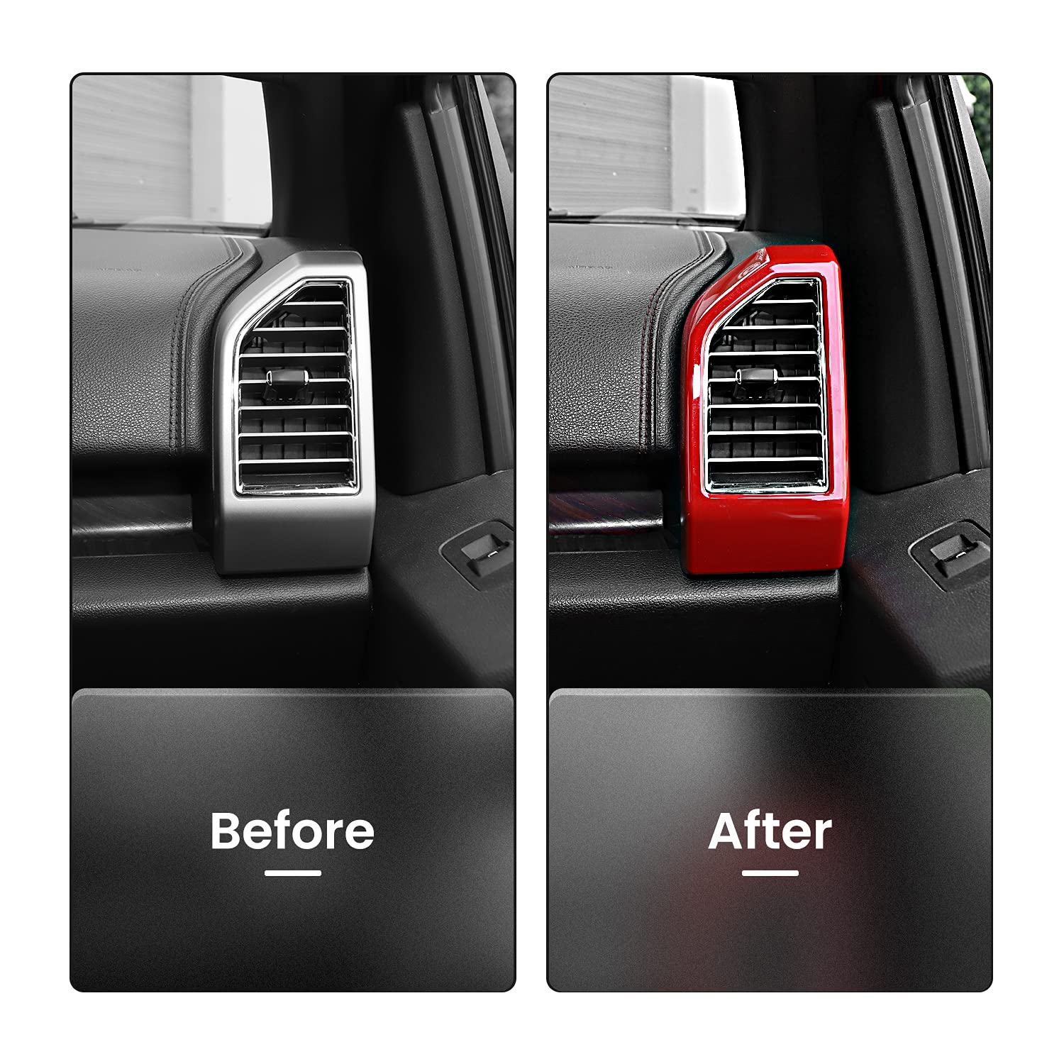 Voodonala Dashboard Side Air Vent Panel Cover Antiscratches Panel Cover for Ford F150 2015-2020(Red,2Pcs/Set)