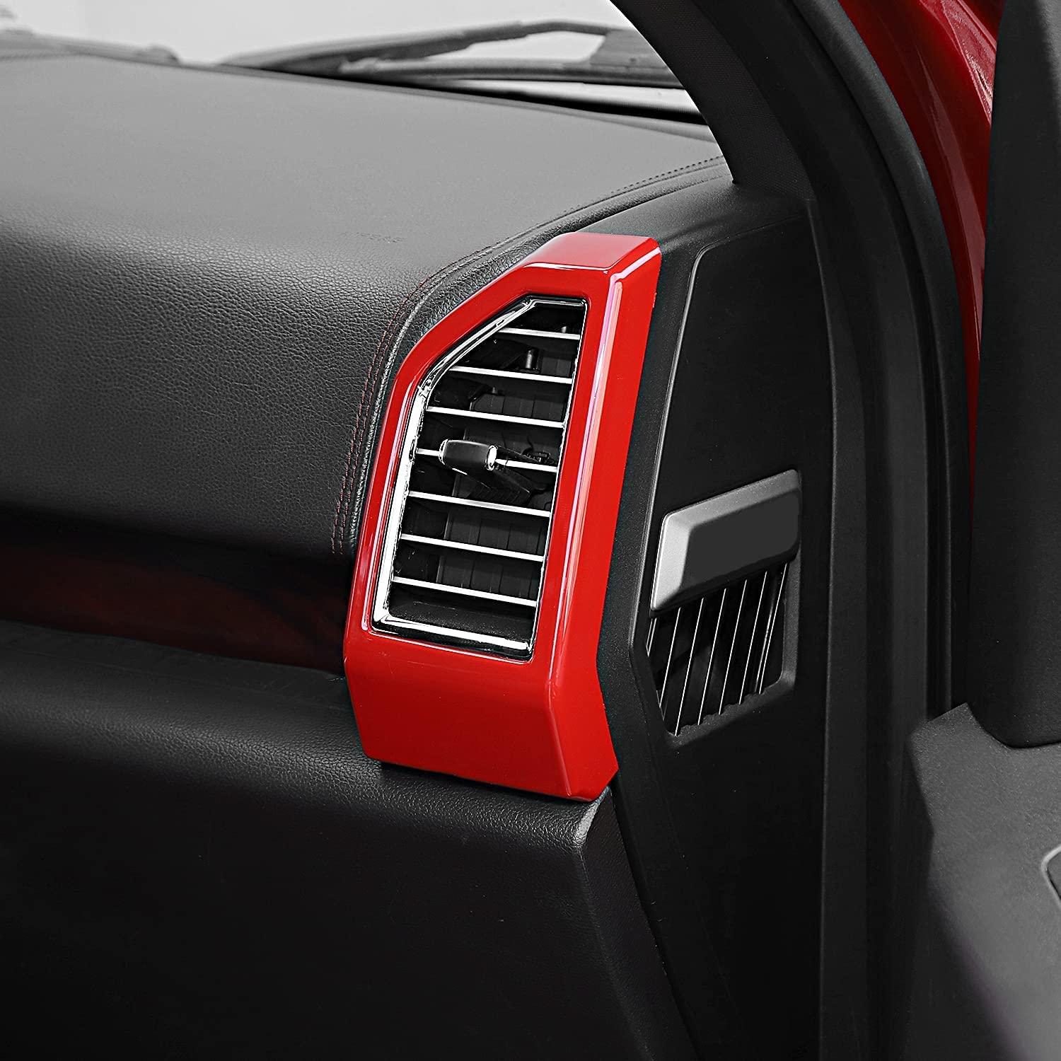 Voodonala Dashboard Side Air Vent Panel Cover Antiscratches Panel Cover for Ford F150 2015-2020(Red,2Pcs/Set)