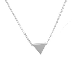 amkaka minimalist 925 sterling silver tiny geometric triangle necklace for women