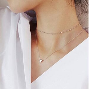 Amkaka Minimalist 925 Sterling Silver Tiny Geometric Triangle Necklace for Women