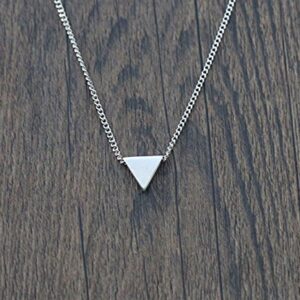 Amkaka Minimalist 925 Sterling Silver Tiny Geometric Triangle Necklace for Women