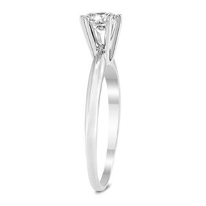 SZUL 1/2 Carat Round Diamond Solitaire Ring in 14K White Gold