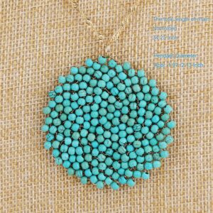 Niumike Long Pendant Necklace for Women Handmade Beaded Crystal Circle Disc Extra Chain Statement Necklaces with Box Valentines Mothers Christmas Day Gifts for Her (Created Turquoise)