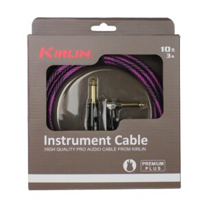 KIRLIN Cable IWB Instrument Cable, 1/4-Inch Right Angle to Straight, Black Purple Wave, 10FT (IWB-202 BFGL-10/WBP)