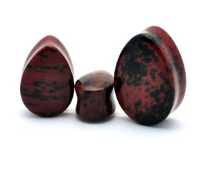 mystic metals body jewelry mahogany obsidian stone teardrop plugs - sold as a pair (1-1/4" (32mm))