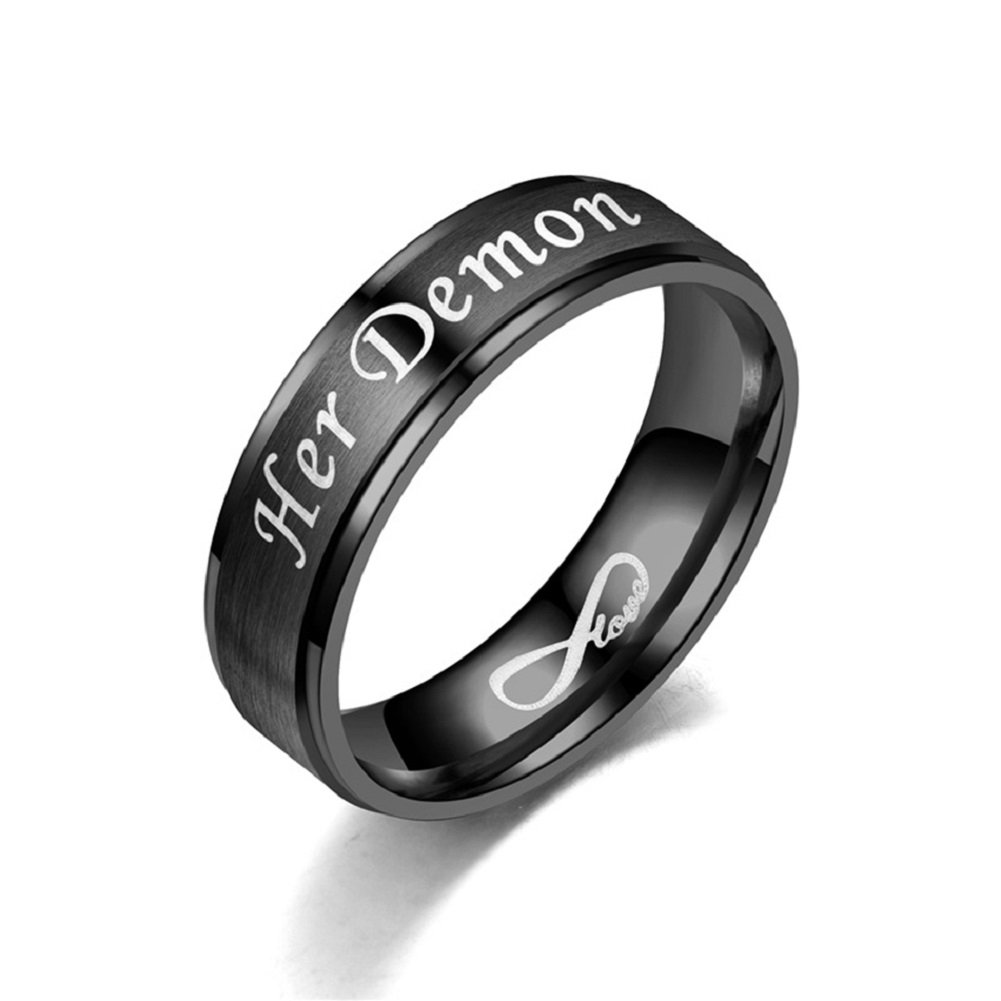 Blowin His Angel Love Infinity Relationship Ring Stainless Steel Engagement Wedding Band Anniversary for Women (Her Size 6)