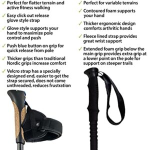 Nordic Walking Poles - True Classic Nordic Glove Grips, Lightweight, Adjustable, and Collapsible -2 Pieces w/flip Locks, Detachable Feet and Travel Bag by York Nordic - Heights 5'4"-6'2"