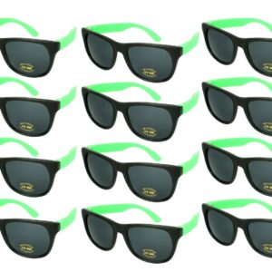 Edge I-Wear 12 Bulk 80s Neon Party Sunglasses for Adult Party Favors with CPSIA certified-Lead(Pb) Content Free (Green, 54)