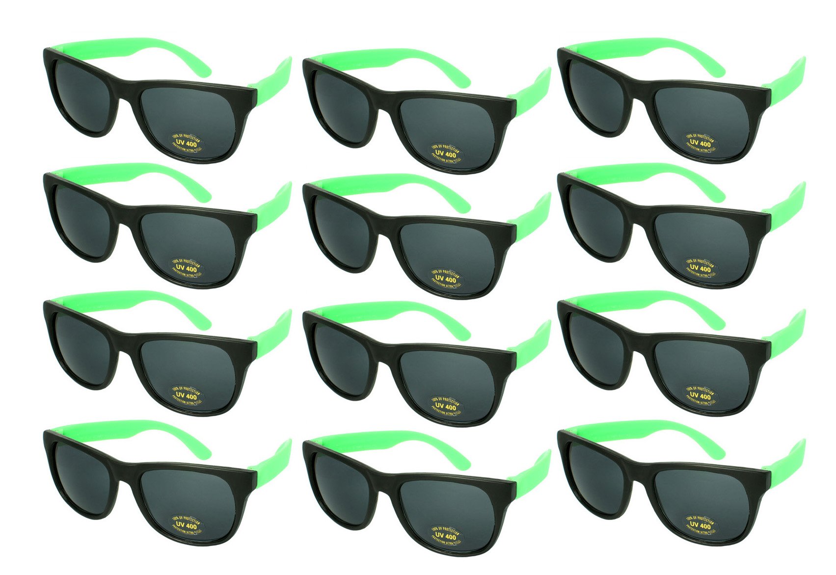 Edge I-Wear 12 Bulk 80s Neon Party Sunglasses for Adult Party Favors with CPSIA certified-Lead(Pb) Content Free (Green, 54)