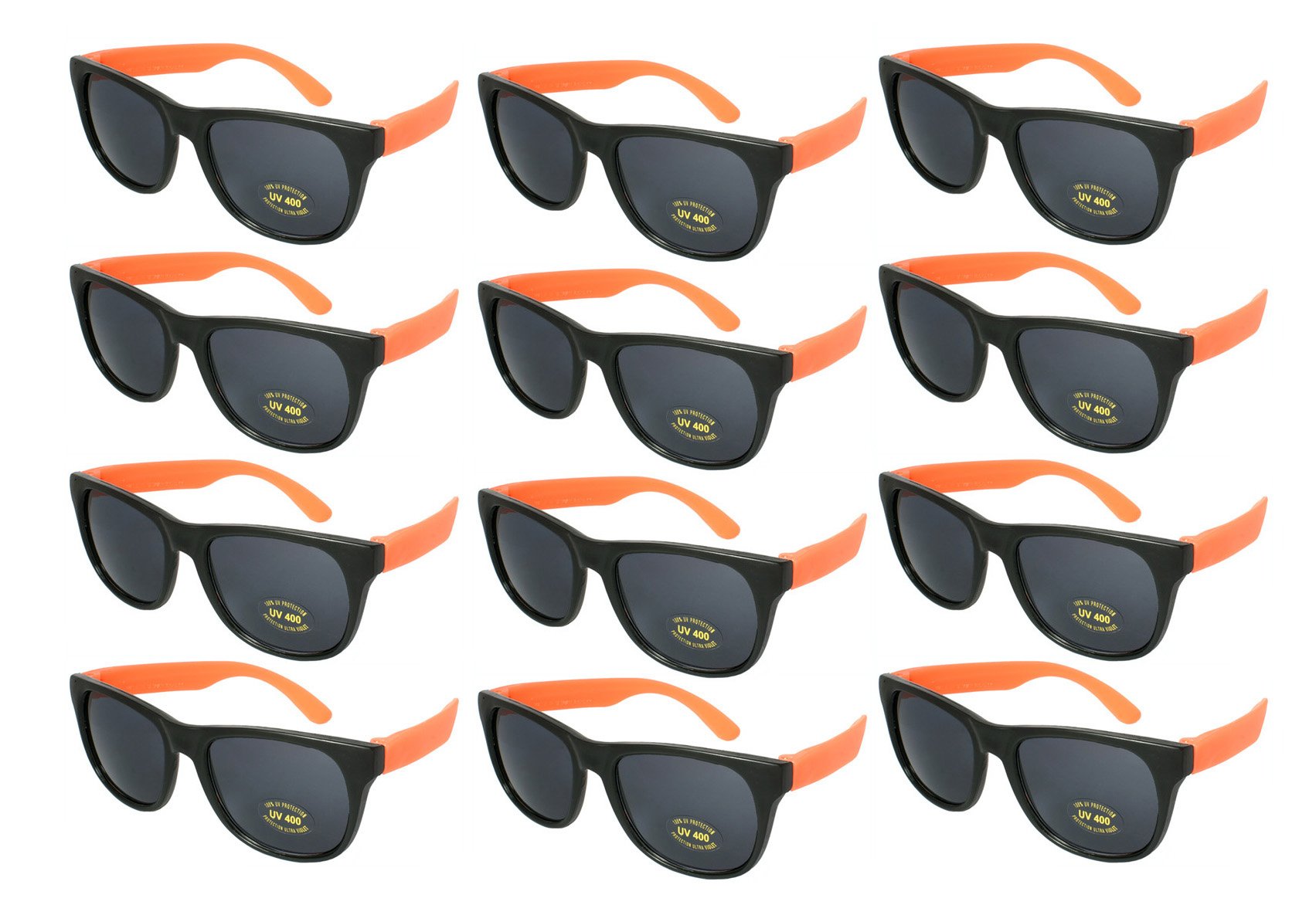 Edge I-Wear 12 Bulk 80s Neon Party Sunglasses for Adult Party Favors with CPSIA certified-Lead(Pb) Content Free (Orange, 54)