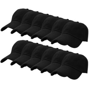 falari 12-pack classic baseball cap 100% cotton soft adjustable size a1801-12pack black