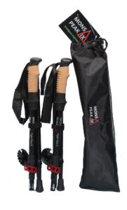 mons peak ix tiger paw z-135 trekking poles for hiking, trail running, walking, snowshoeing - cork grip folding, collapsible, adjustable and lightweight poles (taller than 5'8" - poles 115cm - 135cm)