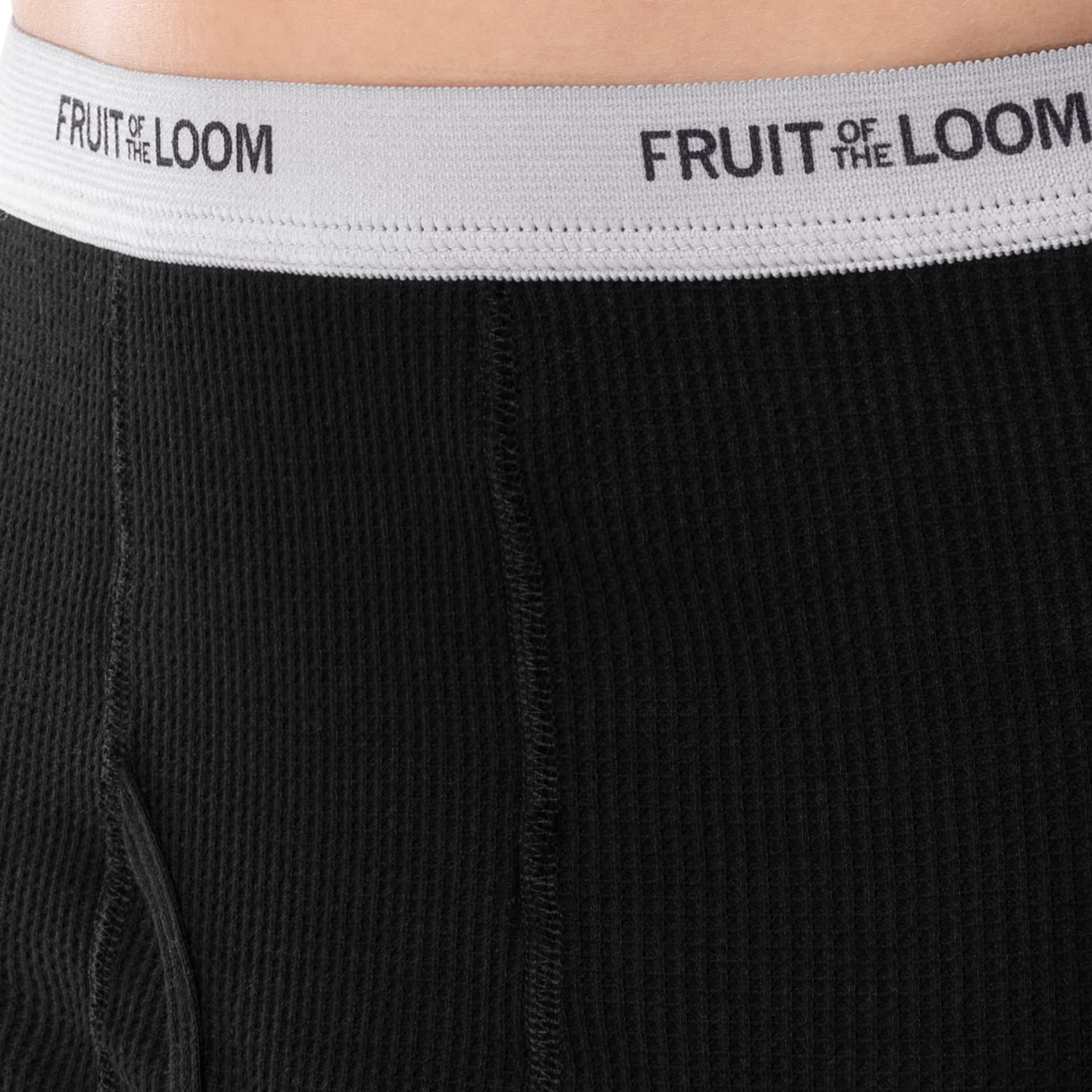 Fruit of the Loom Men's Classic Midweight Waffle Thermal Underwear Bottoms (2-Pack), Light Grey Heather/Black Soot, Medium