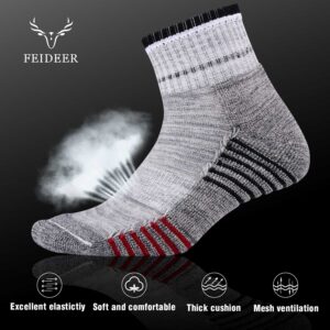 FEIDEER Multi-pack Outdoor Recreation Men's Hiking Walking Socks Wicking Cushioned Quarter Crew Socks