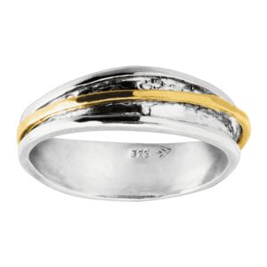 silpada 'float on' fidget spinner ring in sterling silver with 14k yellow gold-plating, size 7, size 7