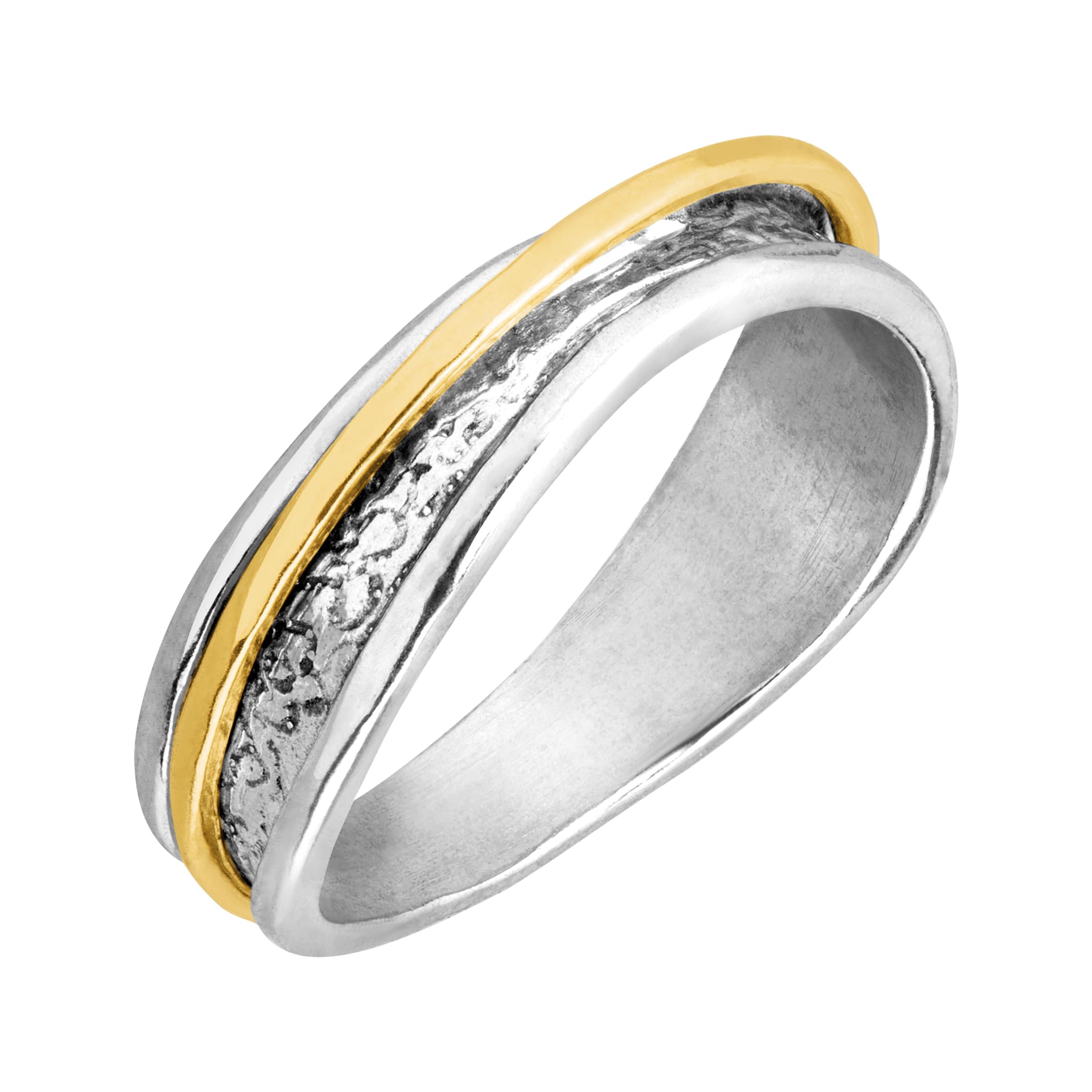 Silpada 'Float on' Fidget Spinner Ring in Sterling Silver with 14K Yellow Gold-Plating, Size 7, Size 7