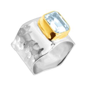 Silpada 'Lakeside' Natural Sky Blue Topaz Ring in Sterling Silver & Gold Plate, Size 8