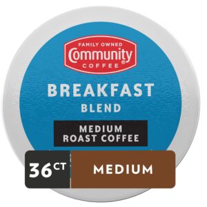 Community Coffee Breakfast Blend 36 Count Coffee Pods, Medium Roast, Compatible with Keurig 2.0 K-Cup Brewers, 36 Count (Pack of 1)