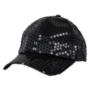 bluelans® glitter sequins baseball caps snapback hats adjustable fancy dress party dance hats for unisex mens womens (black)