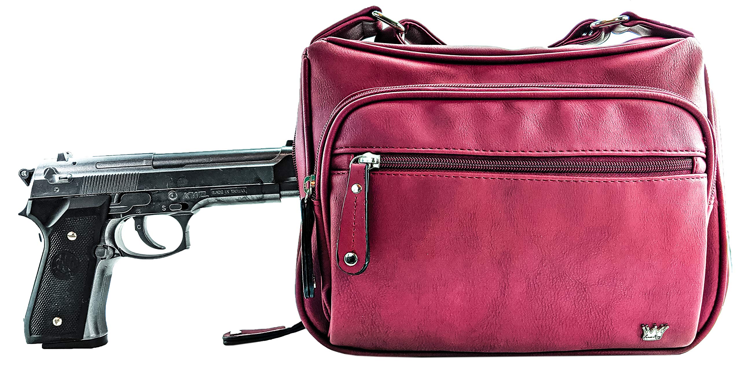 Purse King Magnum Concealed Carry Handbag (Burgundy), Large