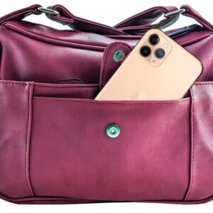 Purse King Magnum Concealed Carry Handbag (Burgundy), Large