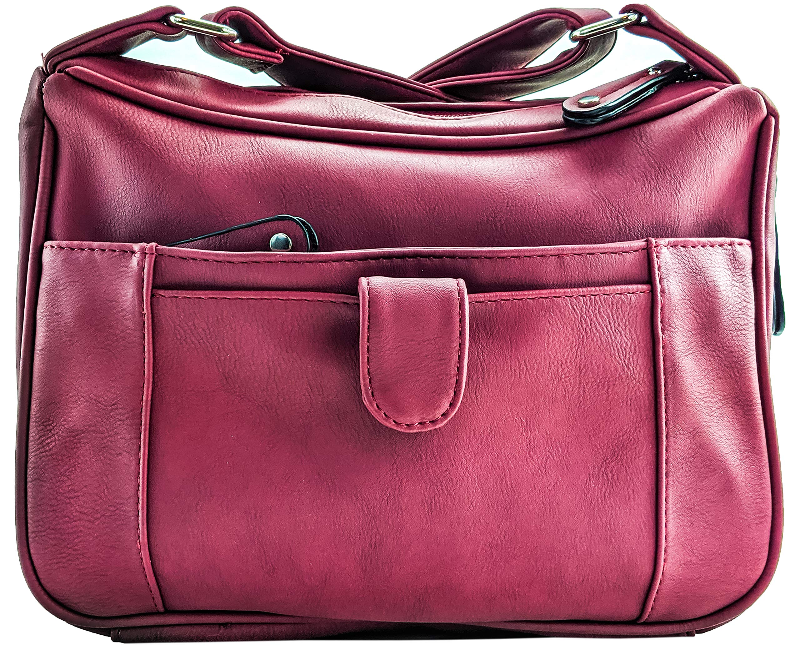 Purse King Magnum Concealed Carry Handbag (Burgundy), Large