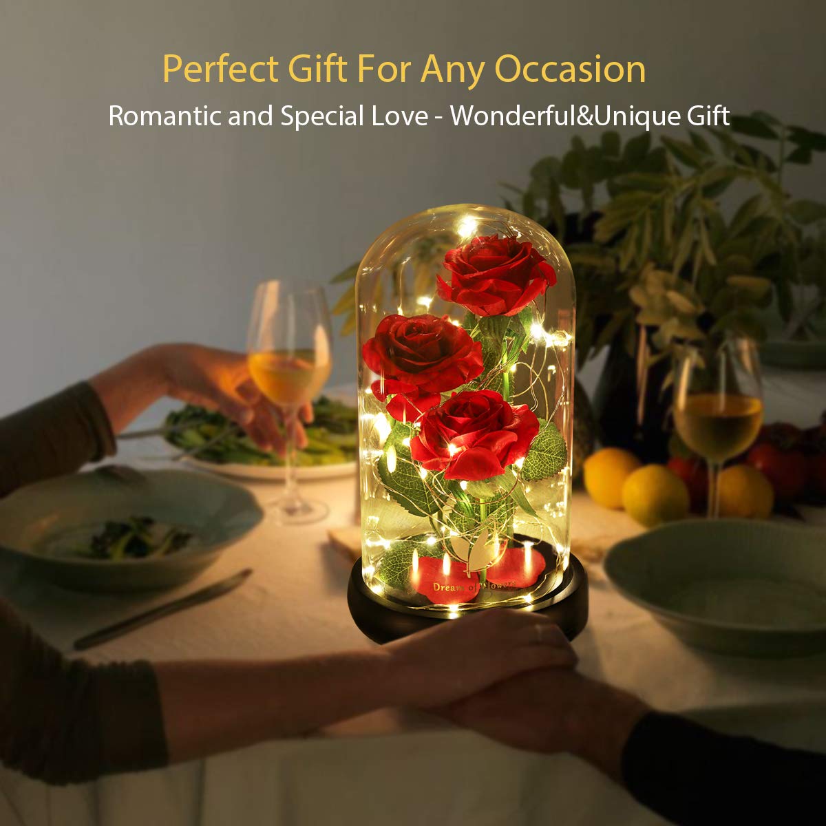 Women Gifts Idea Birthday, Unique Gifts for Mom, Birthday Gifts for Women Anniversary Rose Gift Decorations Beauty and The Beast Rose Flowers Romantic Red Silk Rose Flower in Glass Dome