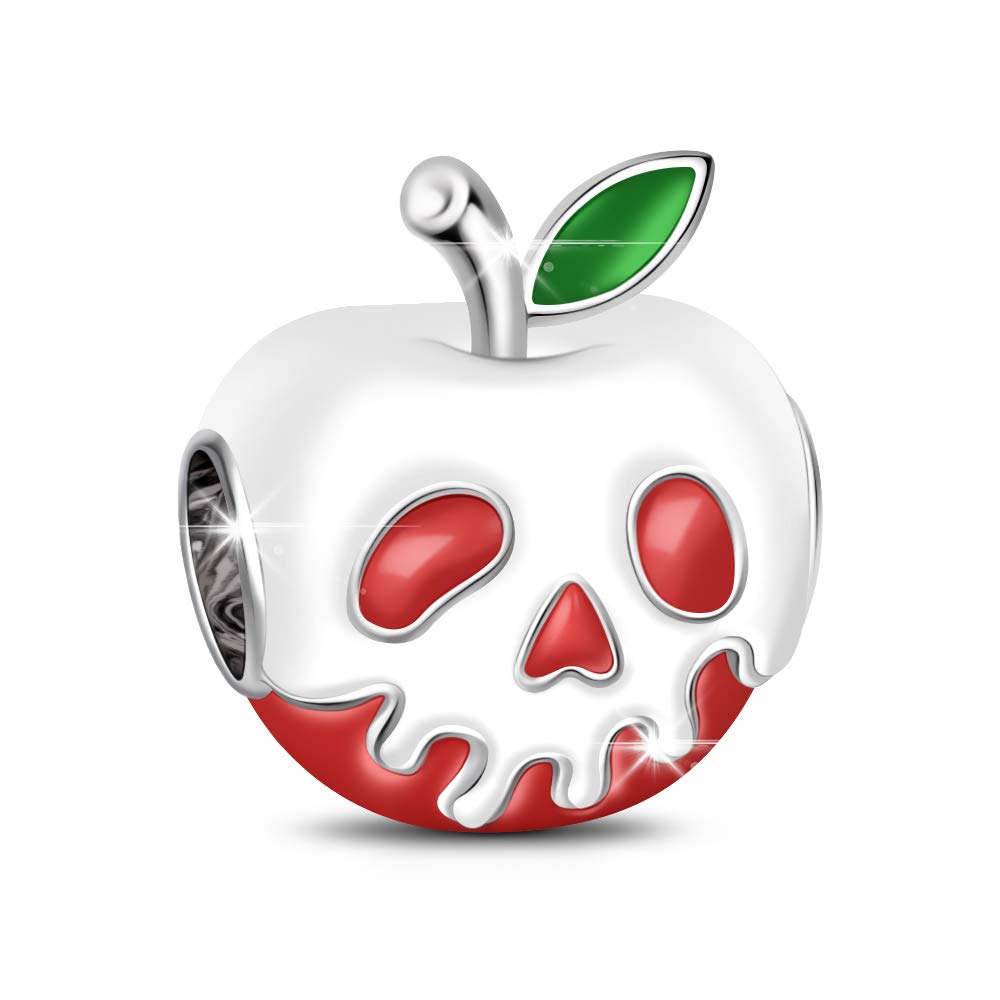 GNOCE Red Apple Charms for Bracelet 925 Sterling Silver Skull Christmas Bead Charms Fit all Bracelets/Necklace Gift for Women