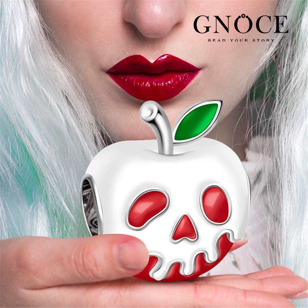 GNOCE Red Apple Charms for Bracelet 925 Sterling Silver Skull Christmas Bead Charms Fit all Bracelets/Necklace Gift for Women