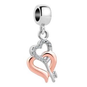 charmsstory rose gold key to my heart charms dangle beads for necklaces bracelet (key)