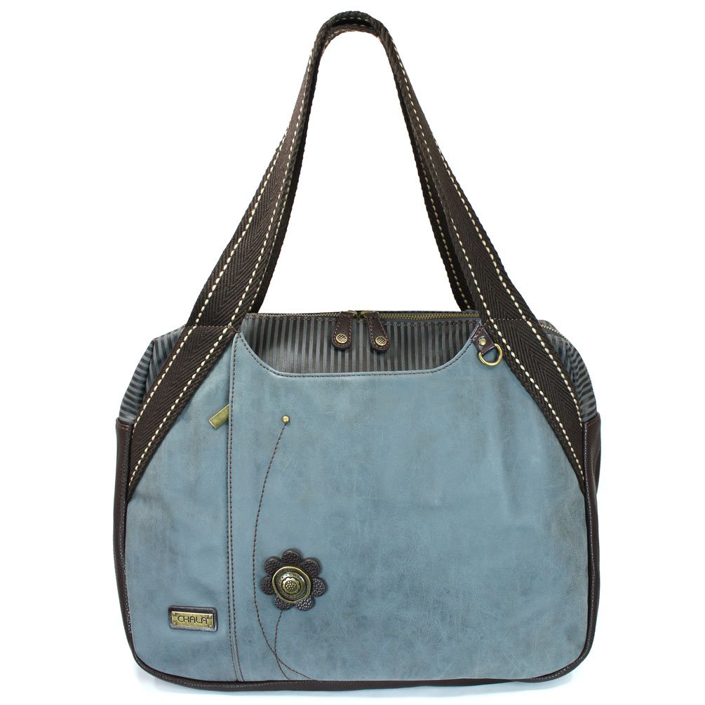 CHALA Large Bowling Tote Bag with coin purse Indigo (Ivory Paw Print - Indigo)