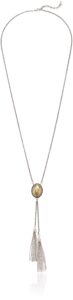 lucky brand two-tone hematite-pavé & chain tassel reversible lariat necklace, 33" + 2" extender